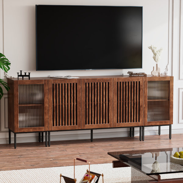 Ebern Designs Storage Cabinet,79" Farmhouse Sideboard Buffet Cabinet With Metal Base And ...